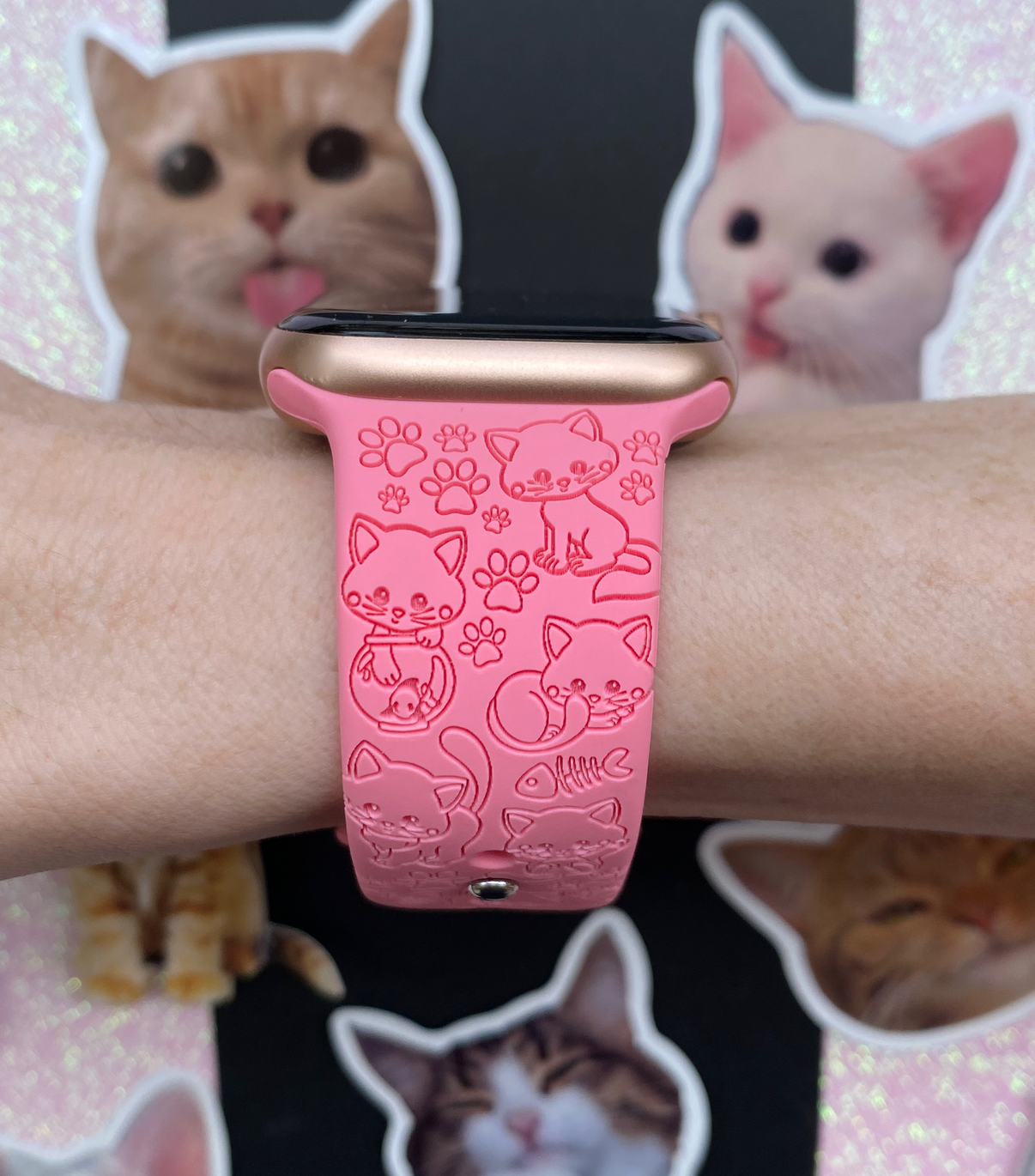 Cats Animal Apple Watch Silicone Engraved Band – Lux Bands Shop