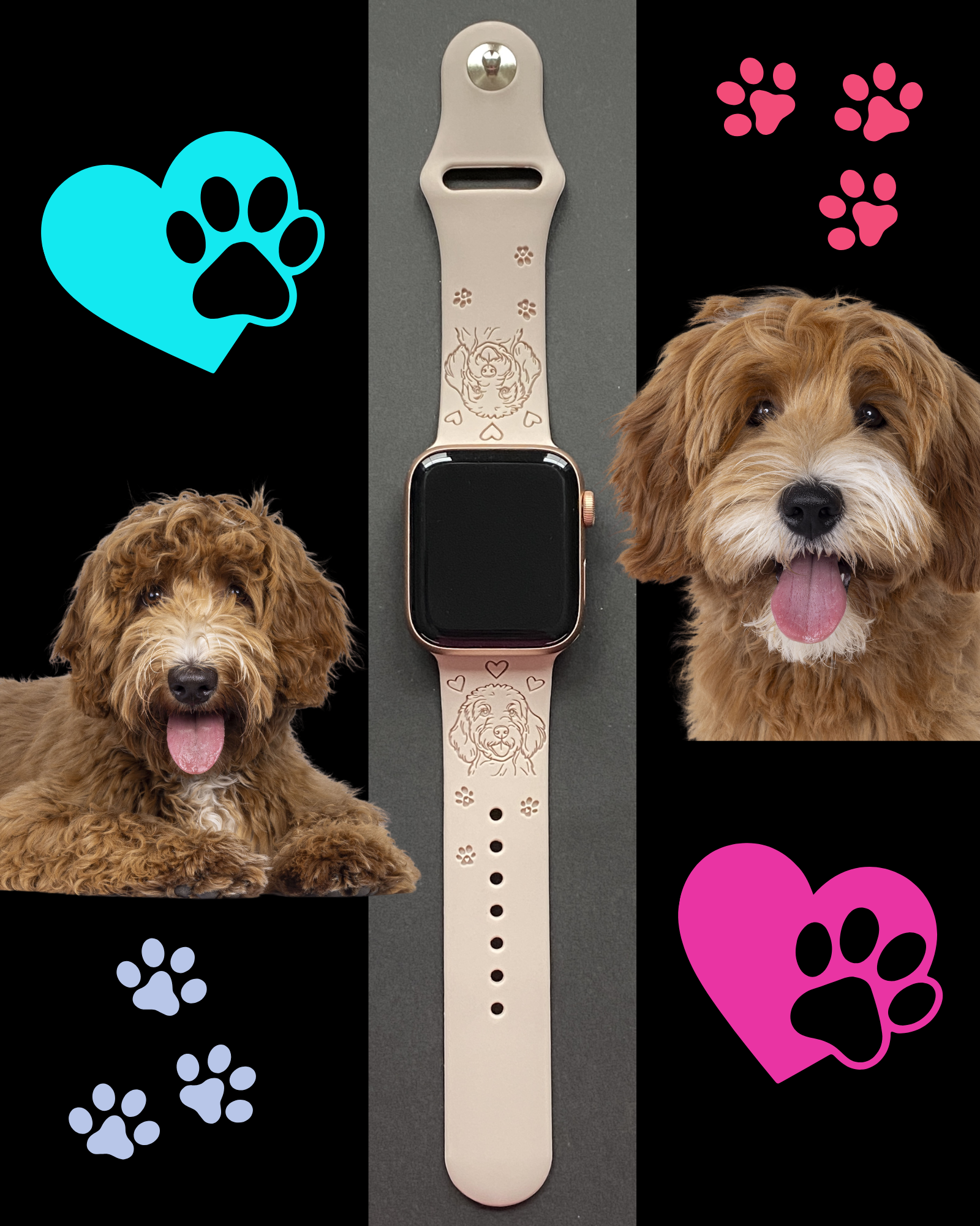 Labradoodle Dog Apple Watch Silicone Engraved Band – Lux Bands Shop