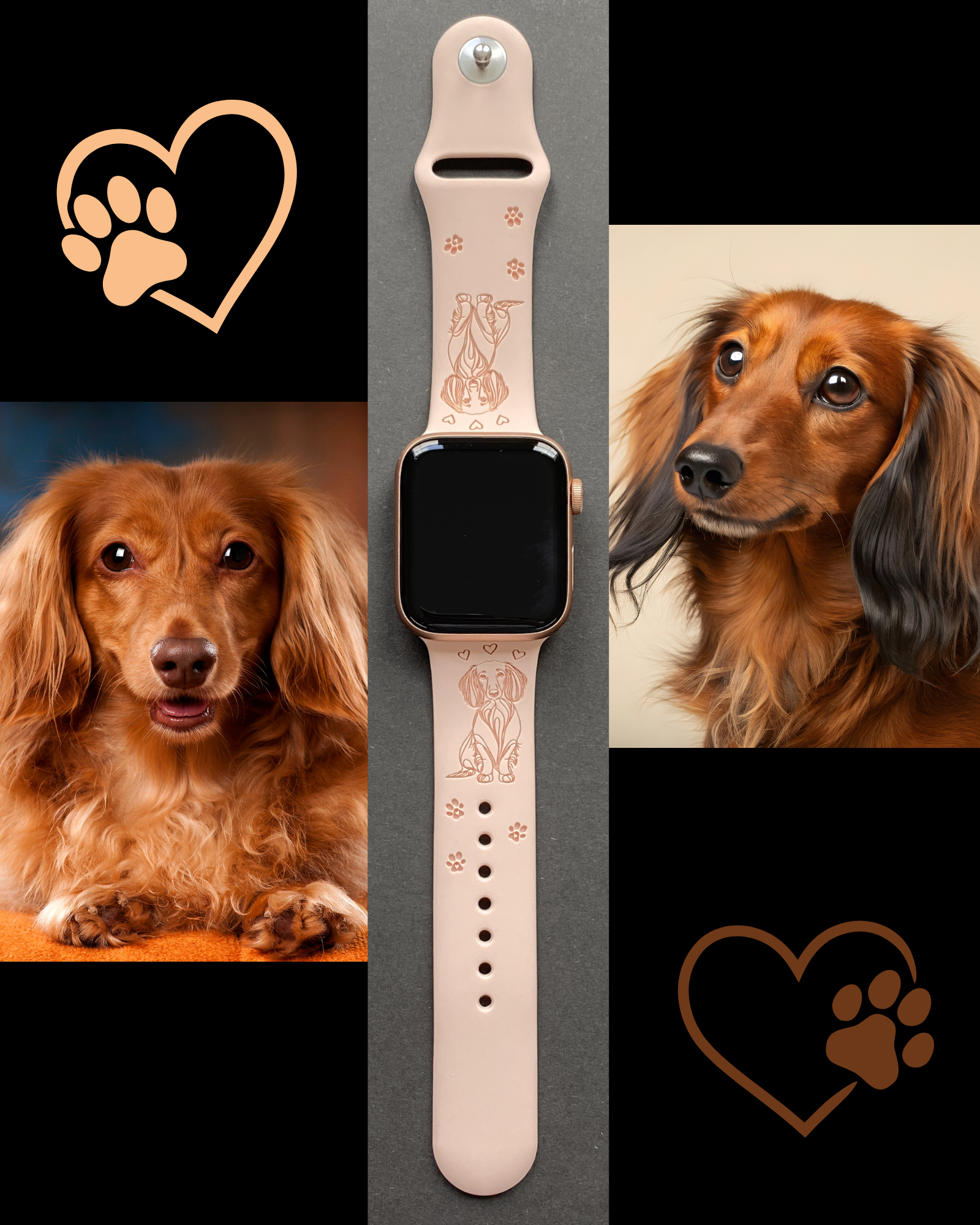 Long Haired Dachshund Dog Apple Watch Silicone Engraved Band – Lux ...