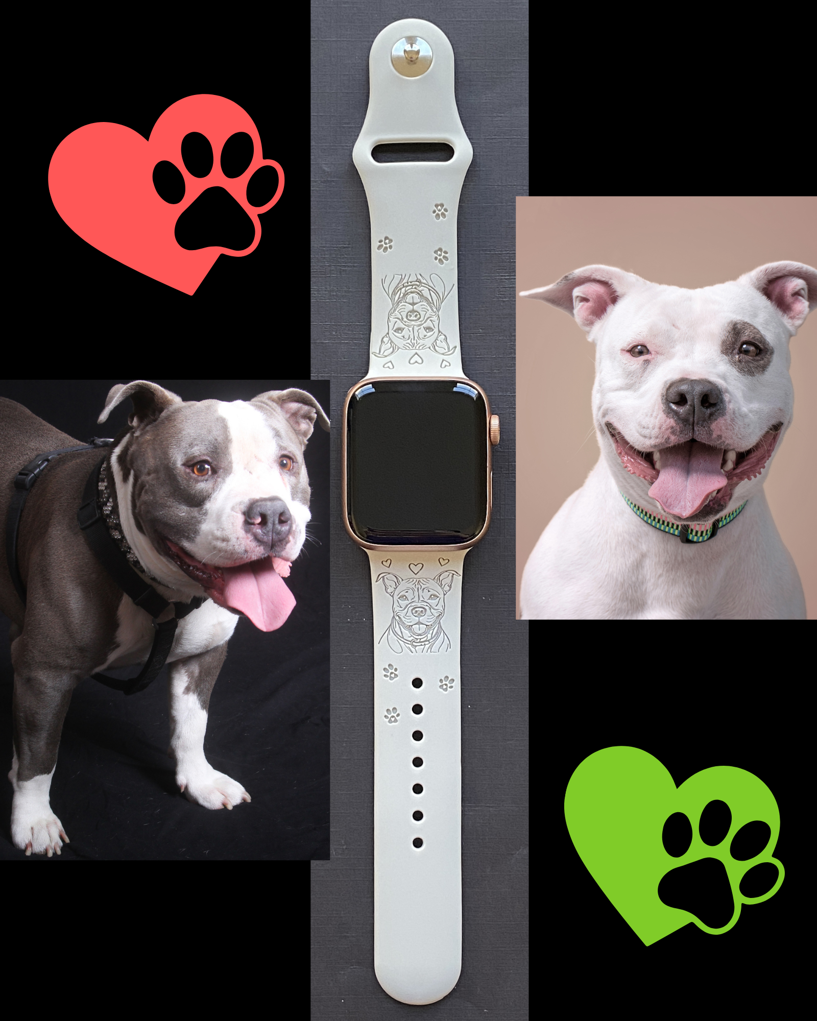 Pit Bull Dog Apple Watch Silicone Engraved Band – Lux Bands Shop