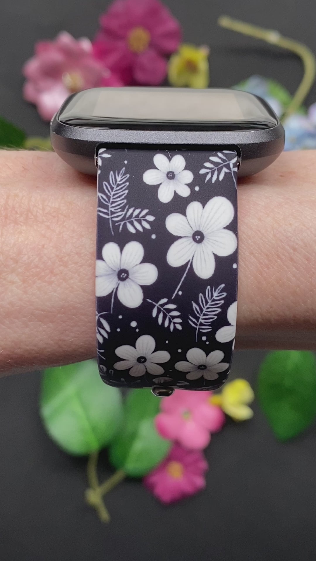 Black Floral Fitbit Versa 1/2 Watch Band – Lux Bands Shop