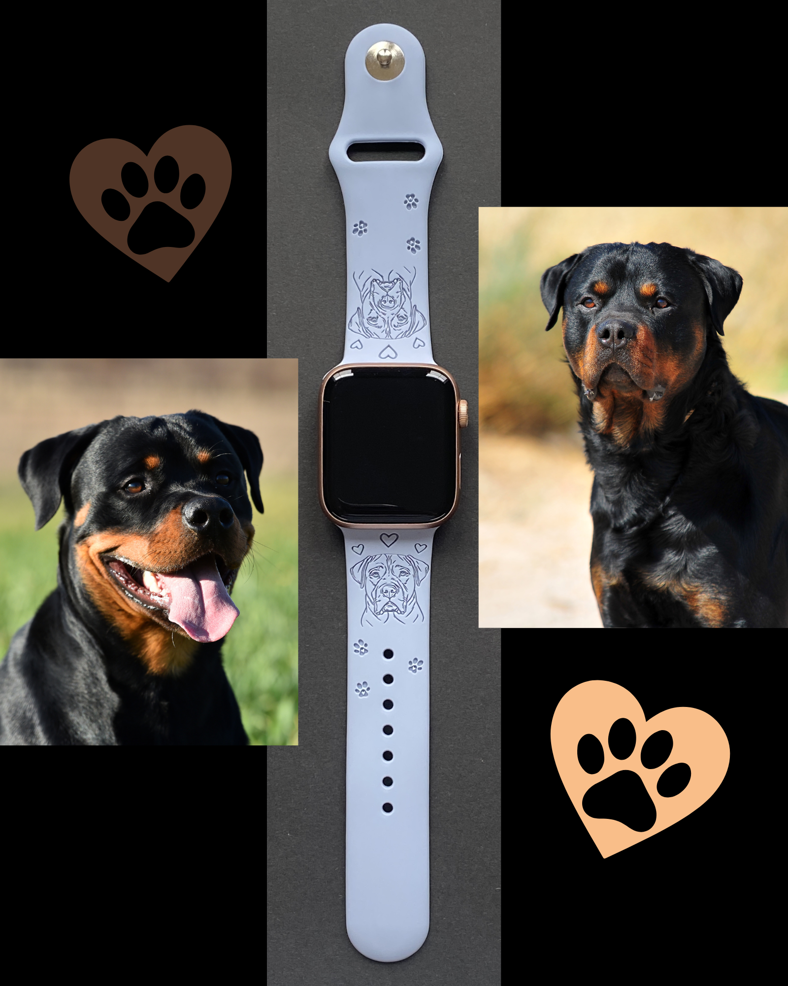 Rottweiler Dog Apple Watch Silicone Engraved Band – Lux Bands Shop