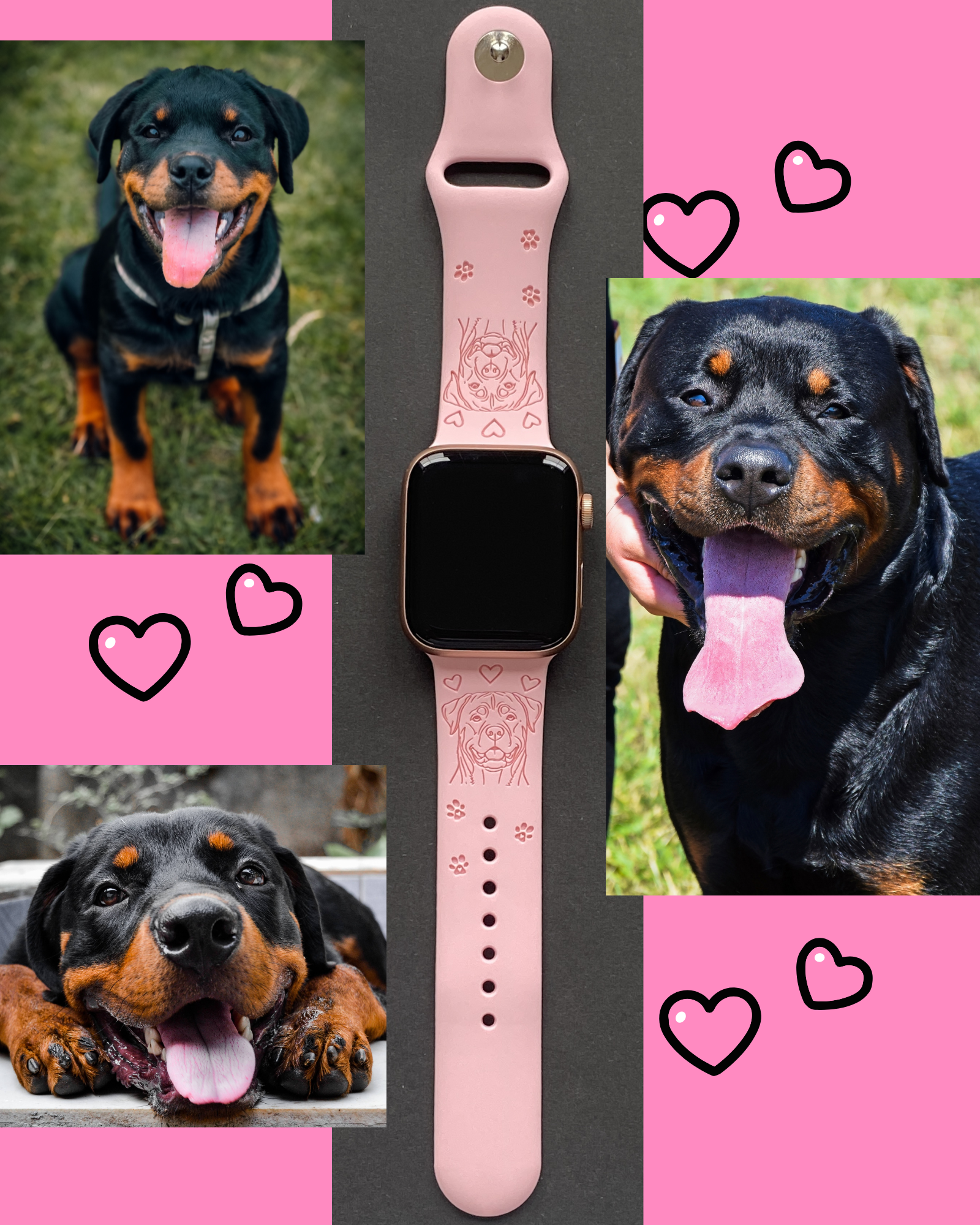 Rottweiler Dog Apple Watch Silicone Engraved Band – Lux Bands Shop