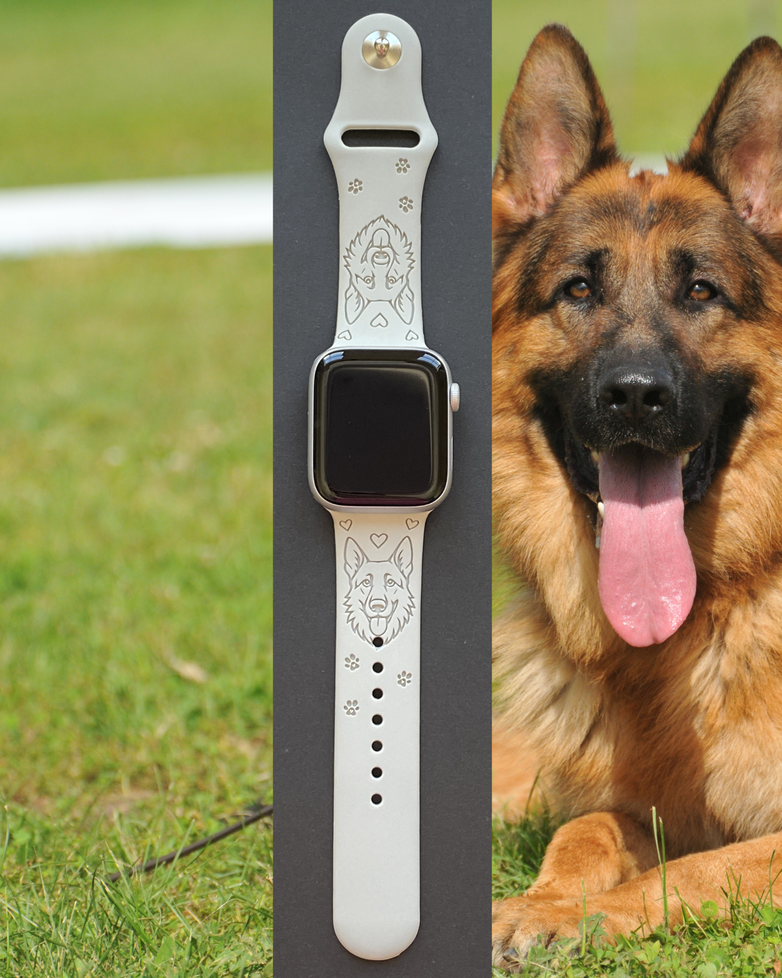 German Shepherd Dog Apple Watch Silicone Engraved Band – Lux Bands Shop