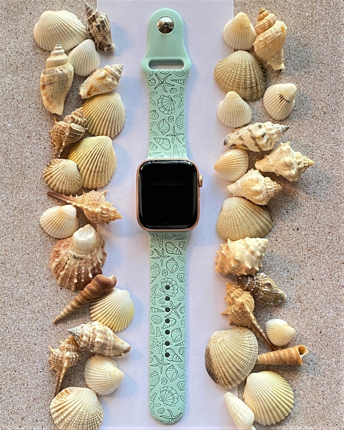 Seashells Apple Watch Silicone Engraved Band – Lux Bands Shop