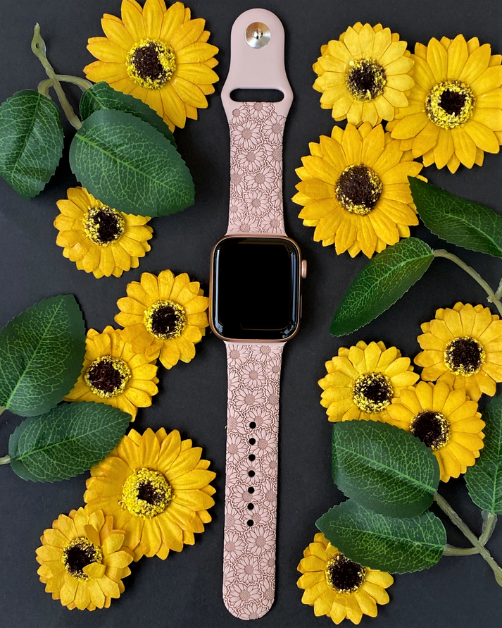 Sunflower Apple Watch Silicone Engraved Band – Lux Bands Shop