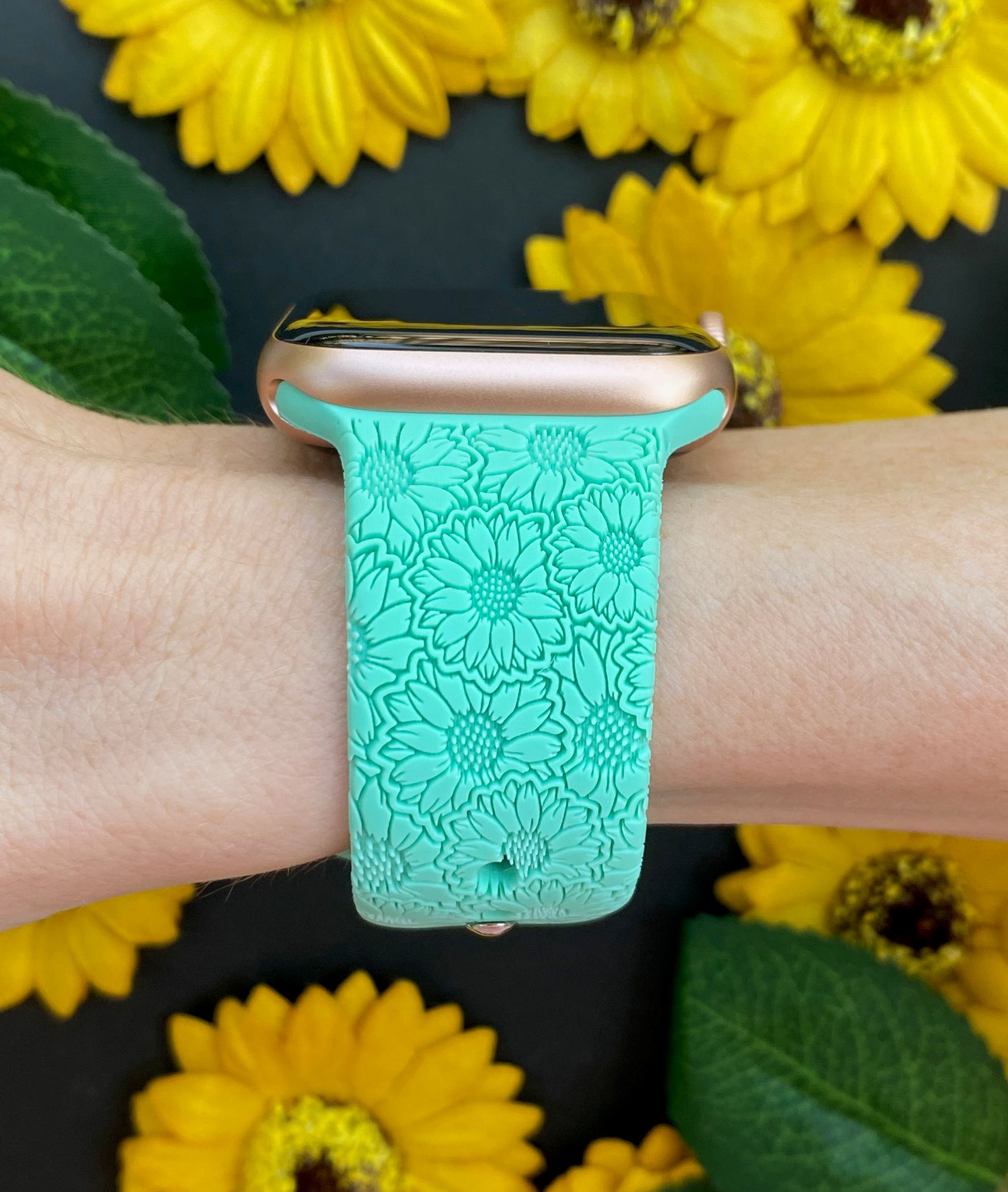Sunflower Apple Watch Silicone Engraved Band – Lux Bands Shop